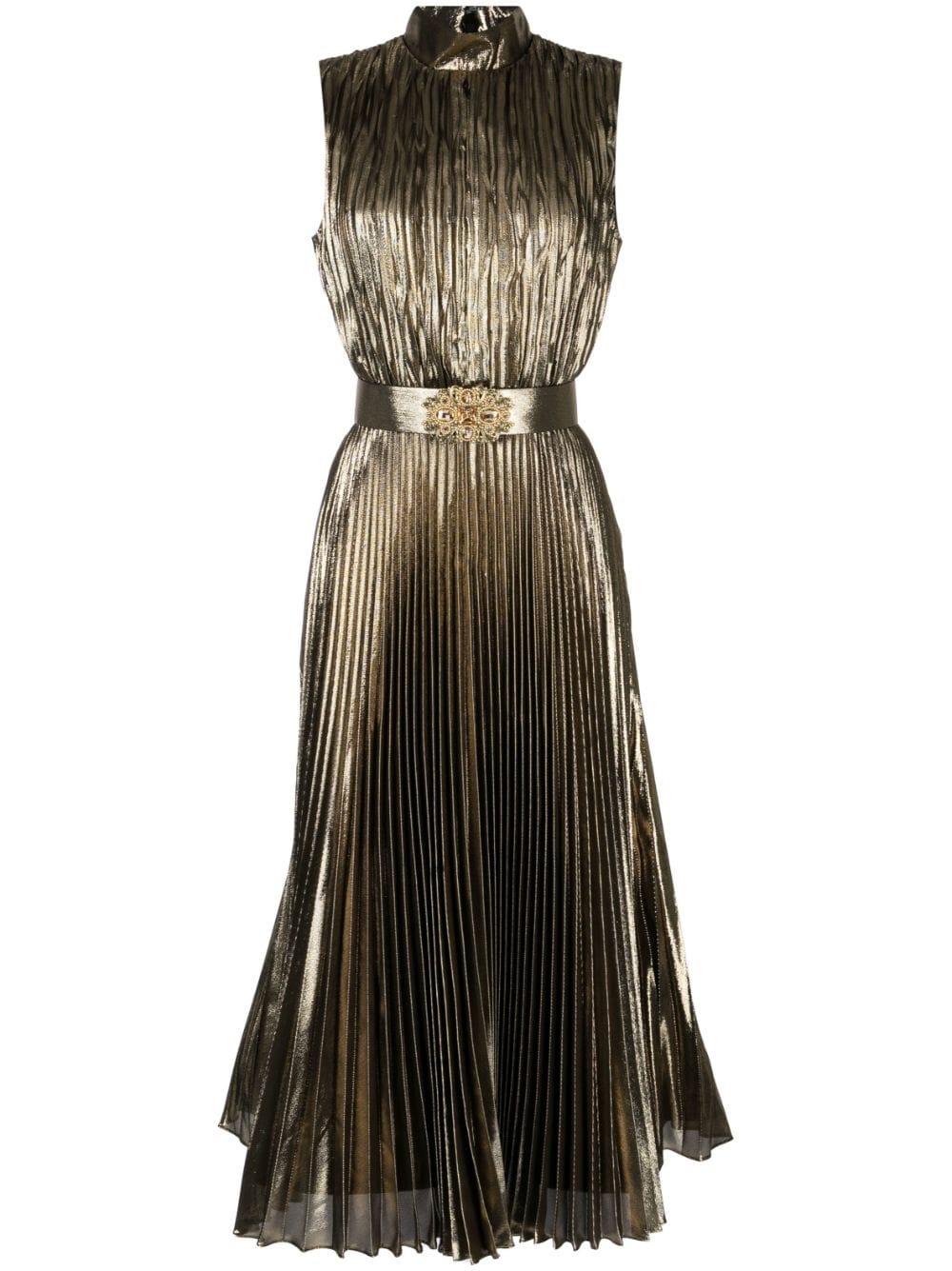 gold pleated midi dress Gigi Midi Dress – Hell Bunny