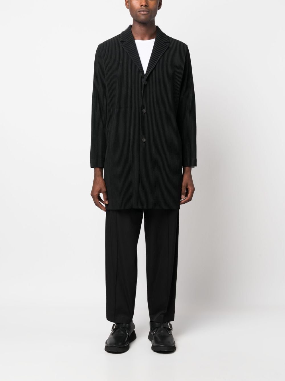 ISSEY MIYAKE Ribbed Single-Breasted Coat