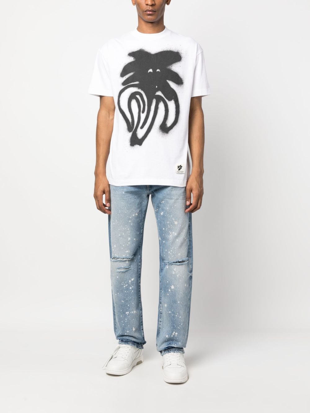 PALM ANGELS spray logo-print cotton t-shirt