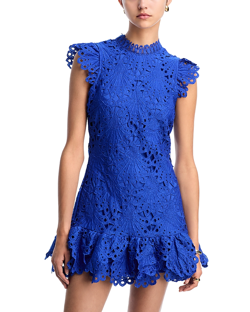 Mock Neck Lace Shift Dress Exclusive - Black