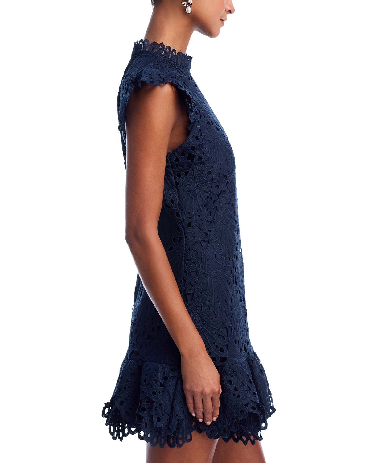 Aqua Mock Neck Lace Shift Dress Exclusive - Black | Editorialist Aqua Mock Neck Lace Shift Dress Exclusive - Black | Editorialist