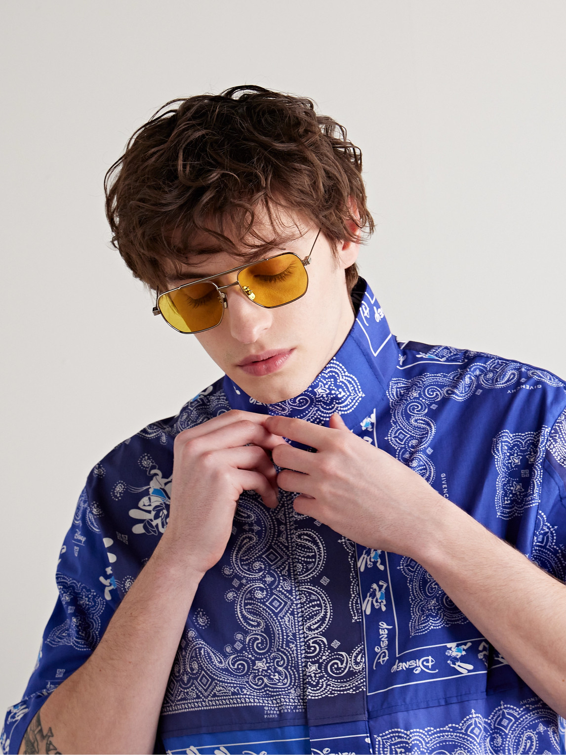 Givenchy Gv Speed Aviator-Style -Tone Sunglasses - Silver  display picture 3