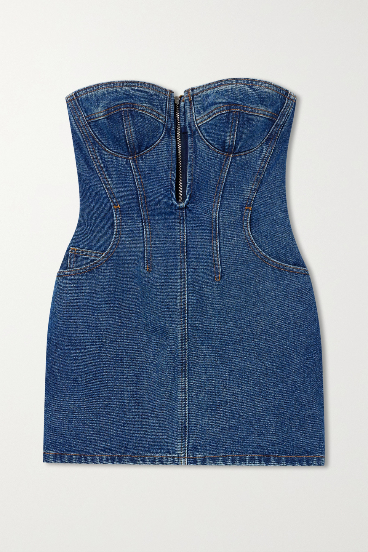 white christmas dresses Edgy Era Denim Strapless Midi Dress – VICI main image 1