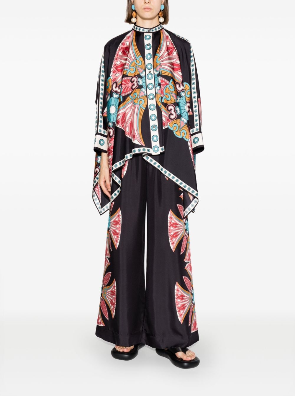 LA DOUBLEJ La DoubleJ Lotus-Print Silk Shirt
