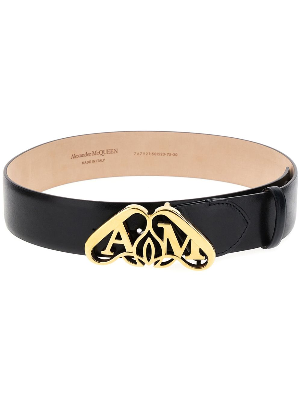 Alexander McQueen Seal Logo Plaque Black Leather Gold Hardware Waist Belt Alexander Mcqueen Leather belt - Black - Men|6831291AAE91000 main image 4