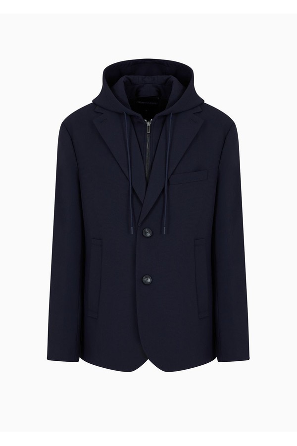 Emporio Armani Men Viscose-Blend Blazer With Detachable Inner