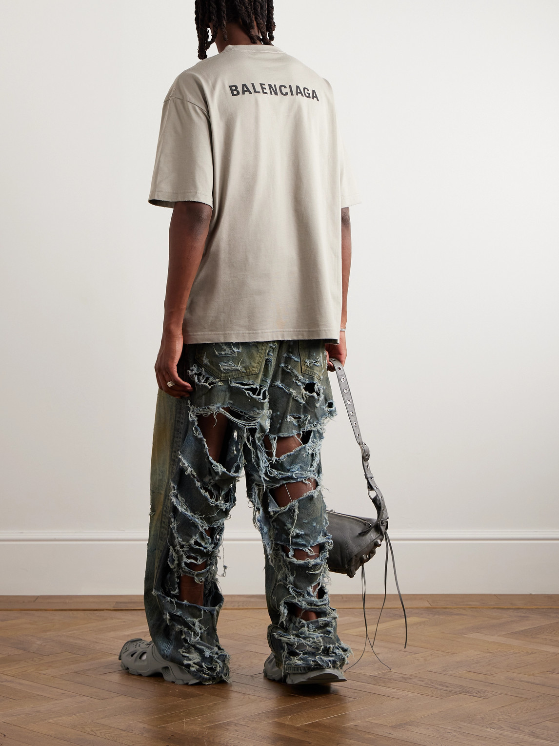 Balenciaga Super Destroyed Wide-Leg Jeans - Blue | Editorialist