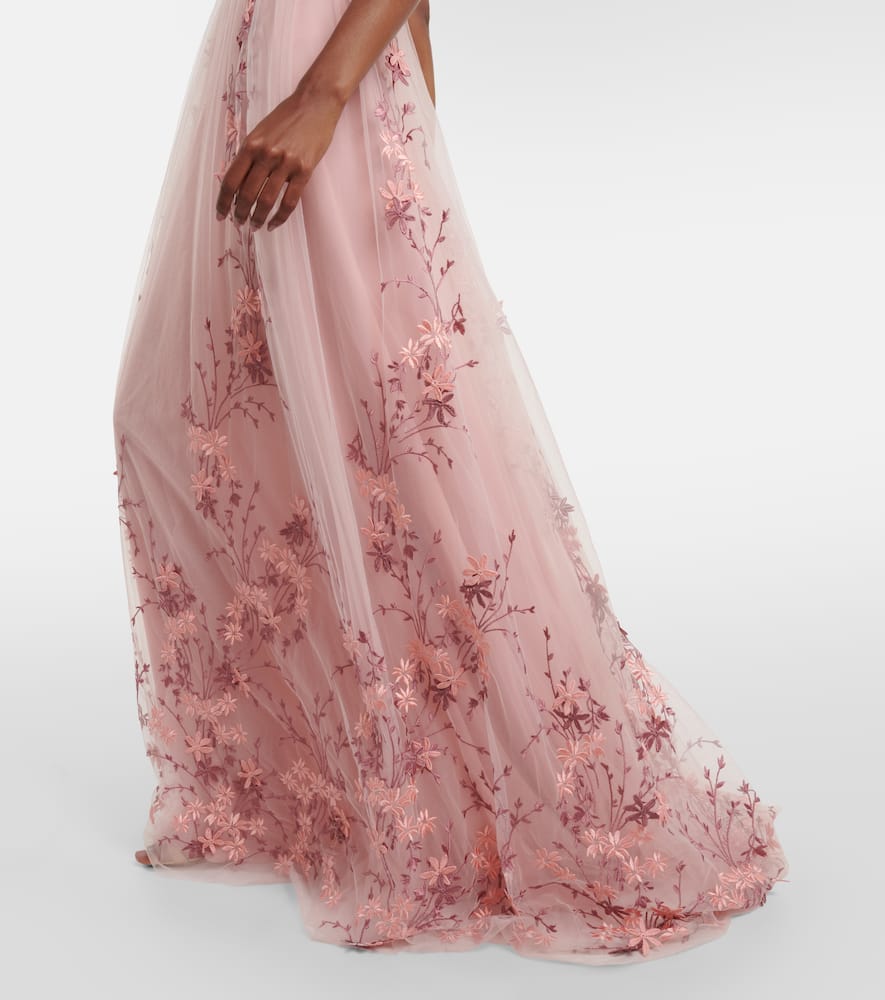 Costarellos Embroidered Tulle Gown In Pink - 30% Off | Editorialist