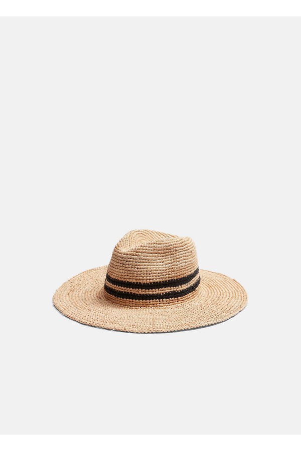 Vince Straw Fedora Hat - Stripe | Editorialist display picture 1