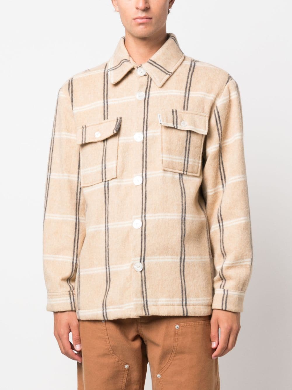 FAMILY FIRST jersey-fleece check-plaid shirt