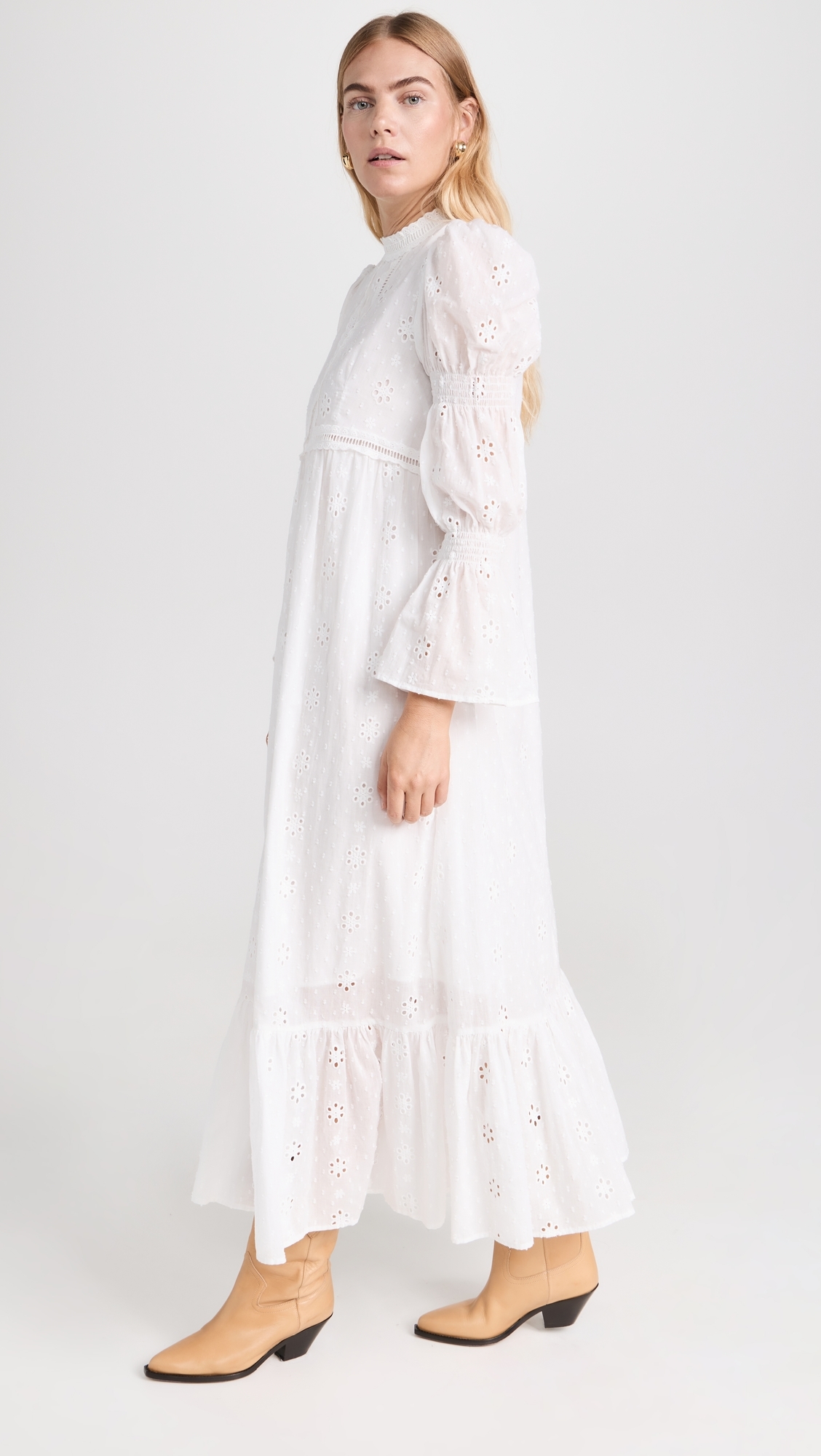 embroidered swiss dot maxi dress English Factory