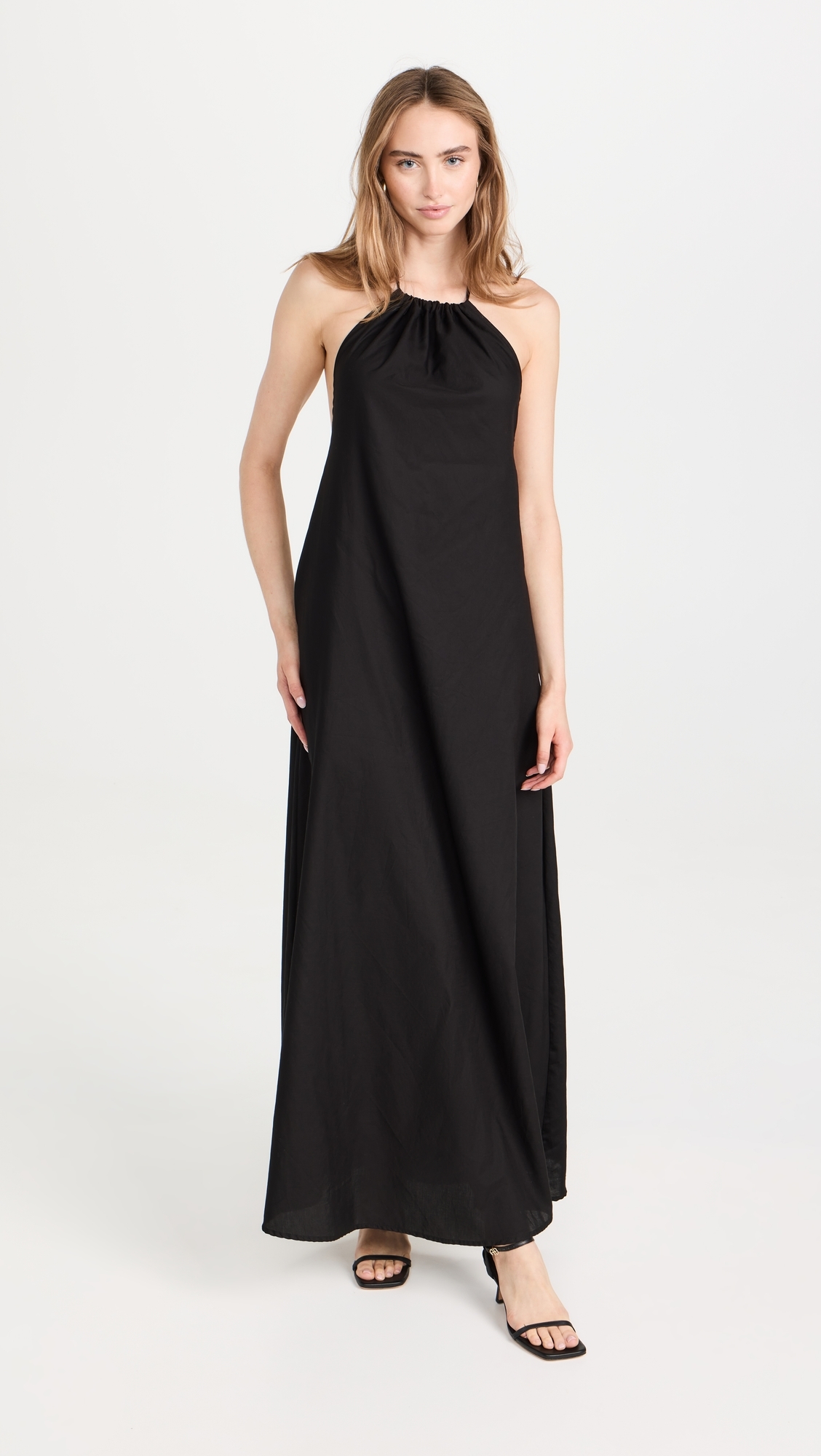 black strappy jersey dress Slinky Jersey Ruched Cut-Out Midaxi Dress in Black - 8 main image 1