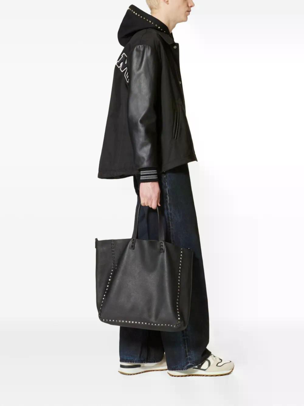 VALENTINO Nylon Sports Jacket with Leather Sleeves and Valentino Patch