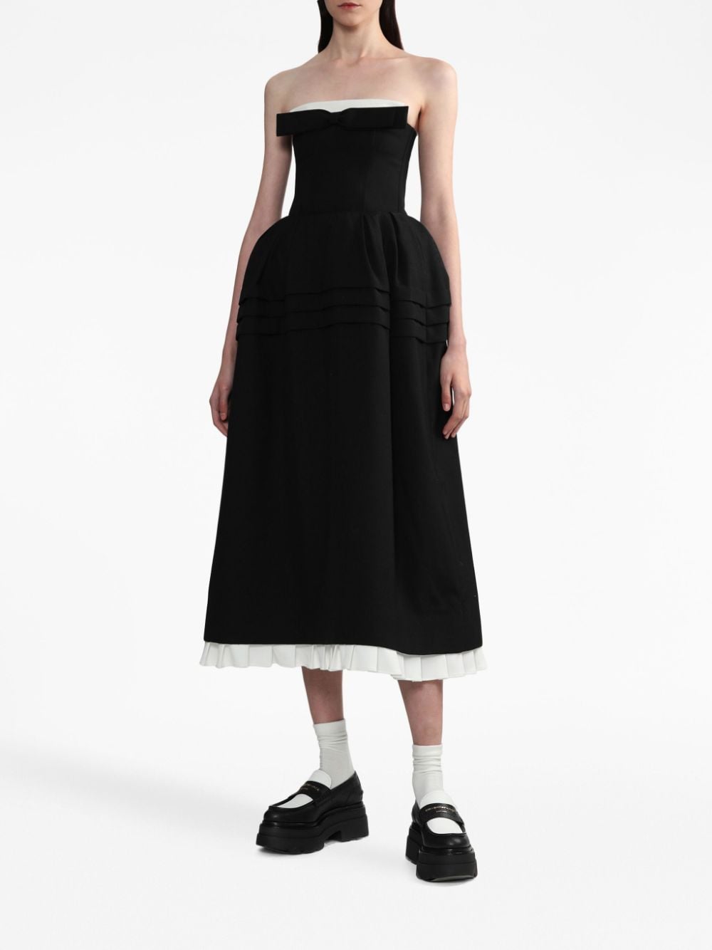 Shushu/Tong Two-Tone Strapless Midi Dress - Black | Editorialist