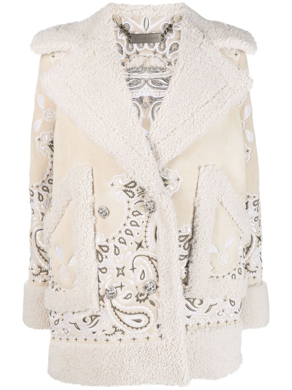 PHILIPP PLEIN Philipp Plein Embroidered Shearling Coat