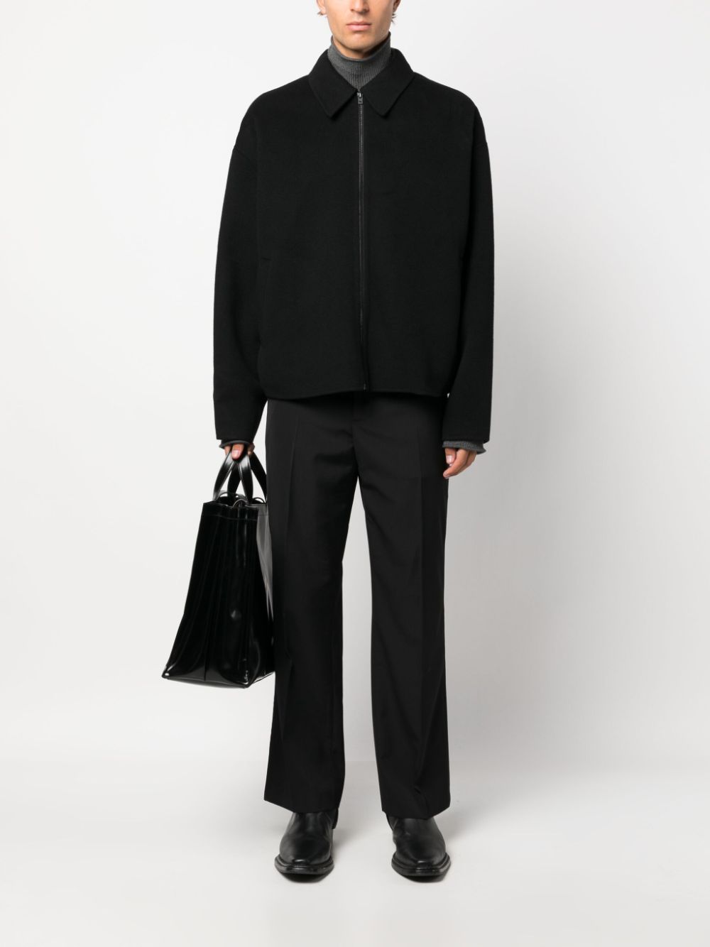Acne Studios Zip-Up Wool Shirt Jacket - Black - 19% Off | Editorialist