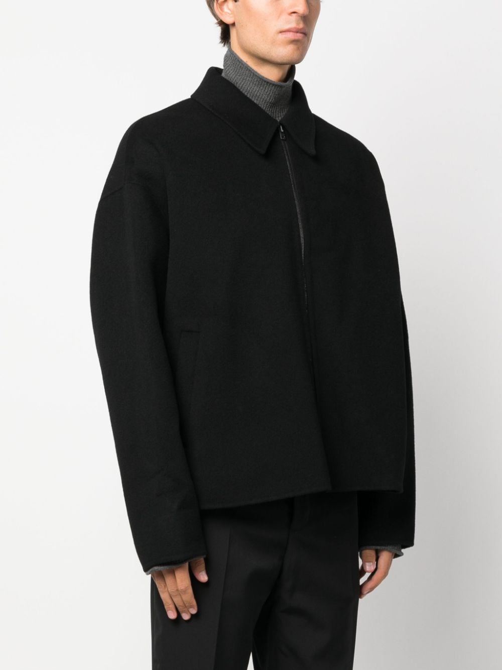 Acne Studios Zip-Up Wool Shirt Jacket - Black | Editorialist