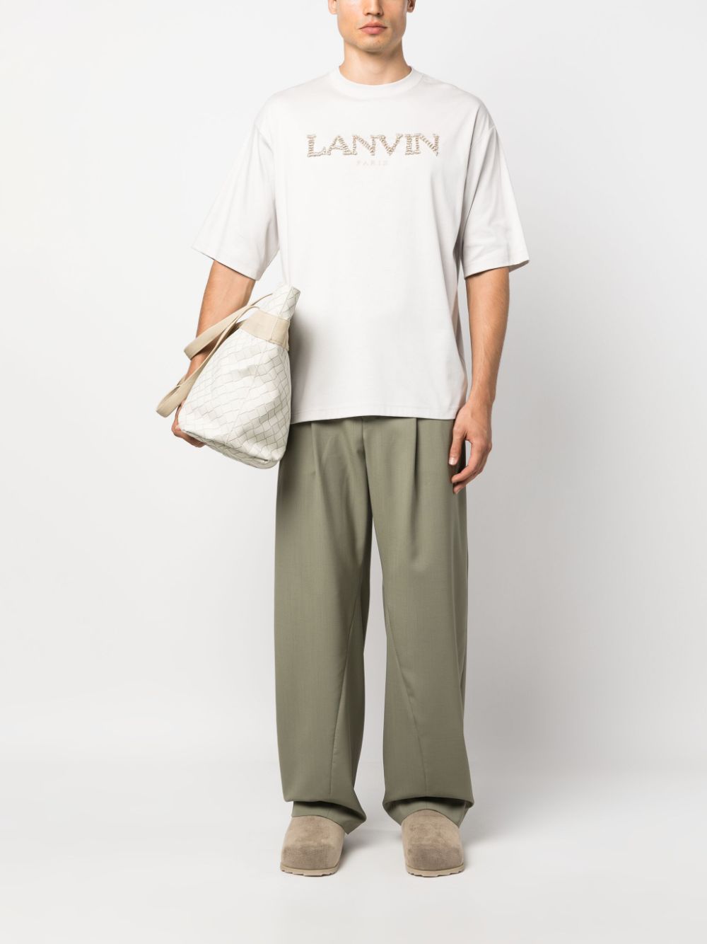 LANVIN logo-embroidered cotton t-shirt