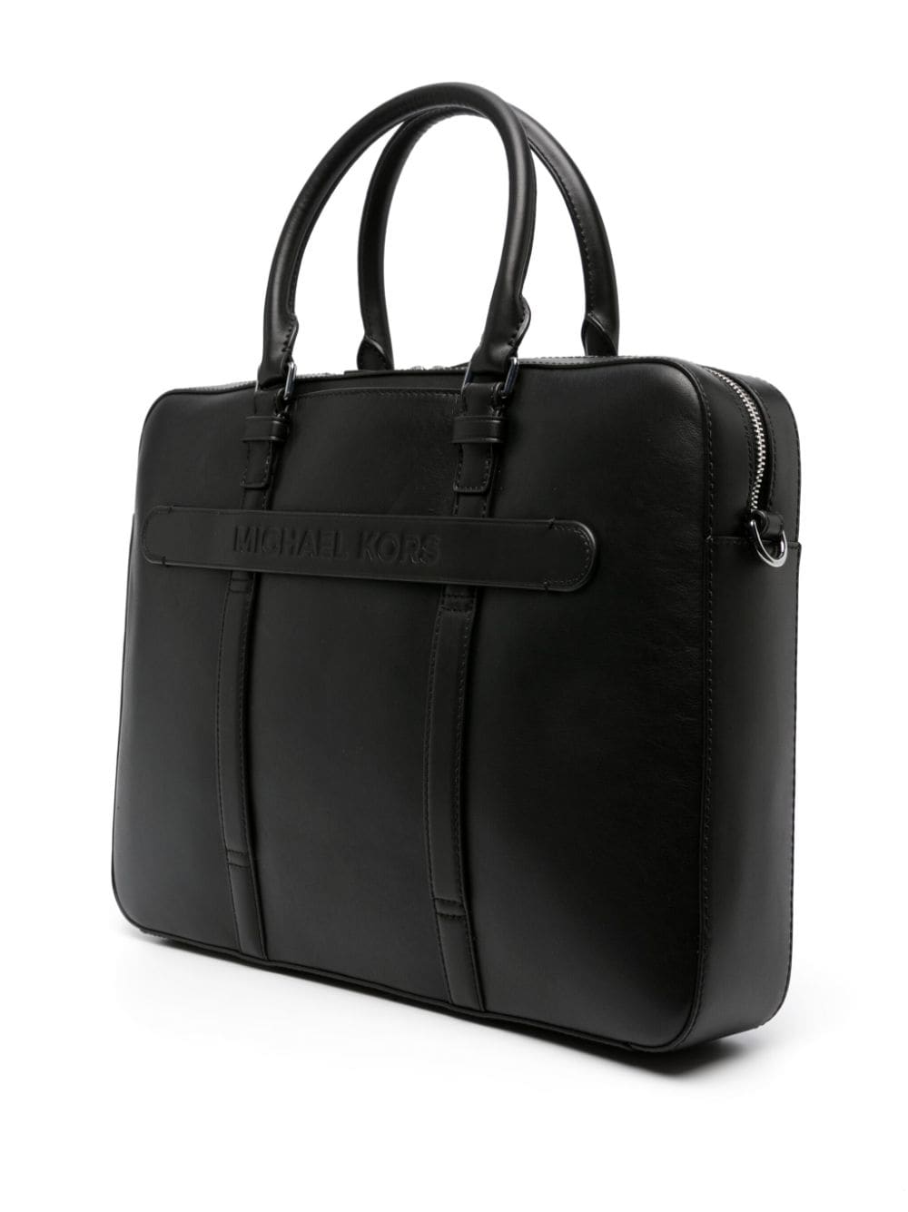 Michael Kors Hudson Leather Briefcase In Black - 59% Off