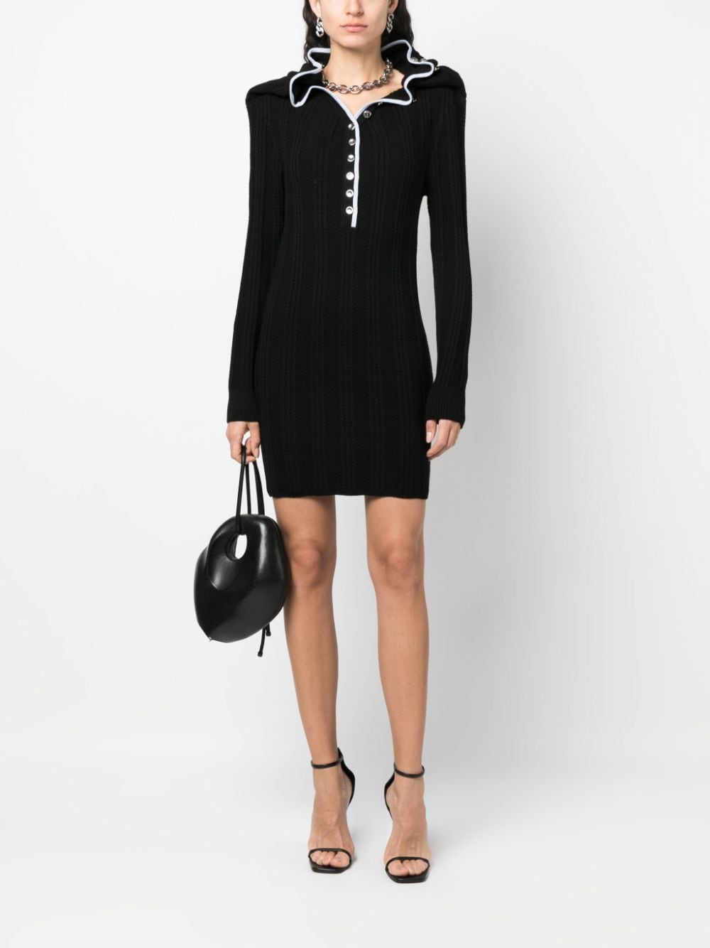 Y/PROJECT Y/Project Ruffle-Collar Merino Wool Minidress
