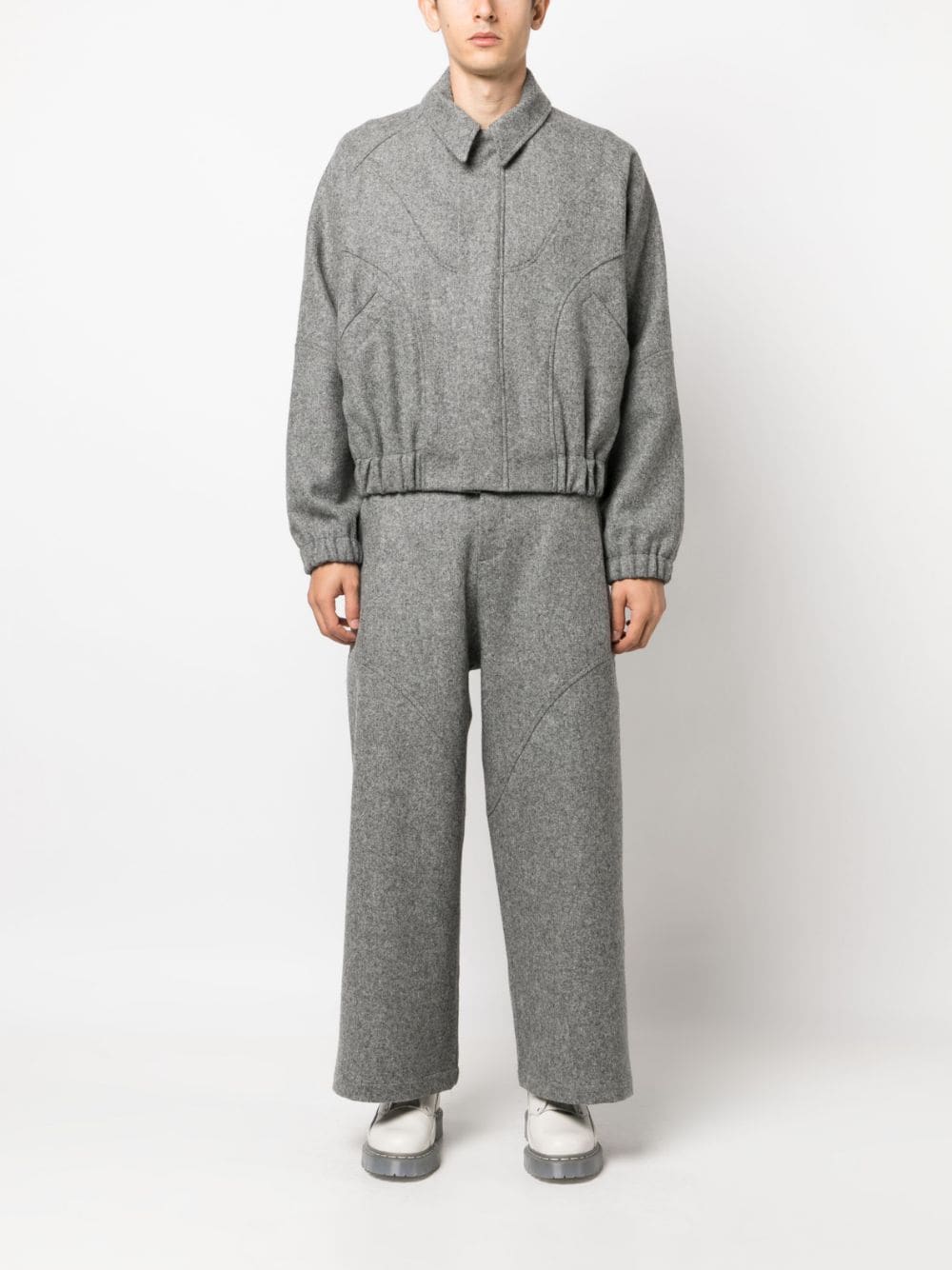 SAGE NATION SAGE NATION Heather Grey Wool Blend Wide-Leg Trousers