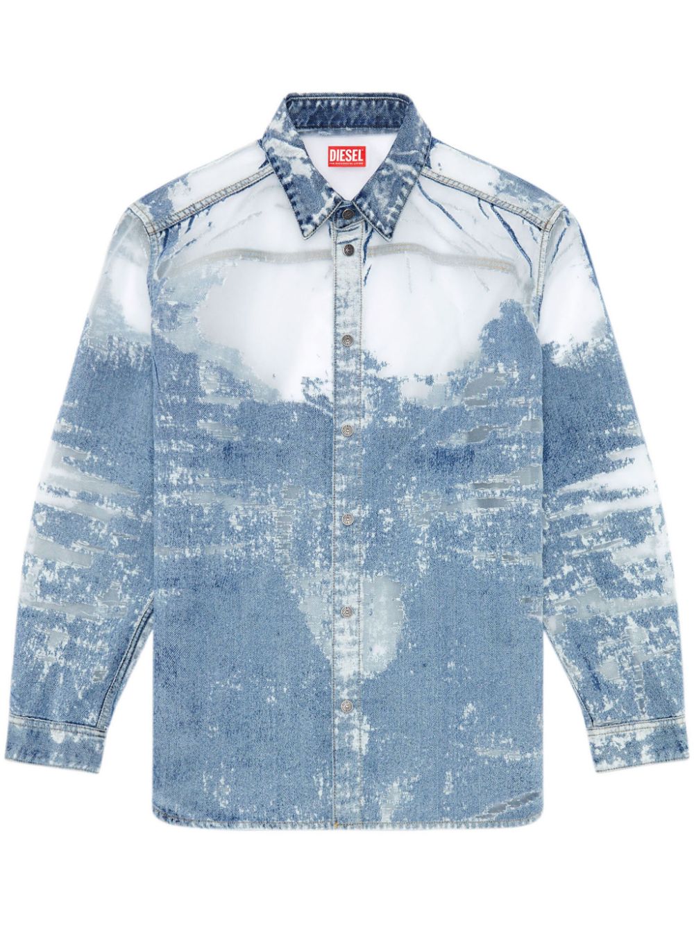 Diesel® D-Simply-Over-Fsd Devoré Denim Shirt In Blue - 57% Off