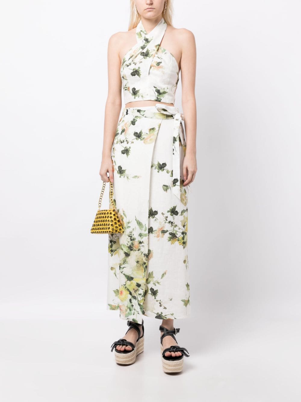 ERDEM Hermia Linen Midi Skirt