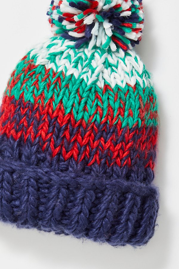 Free People Tide Stripe Knit Pom Beanie - Navy | Editorialist display picture 3