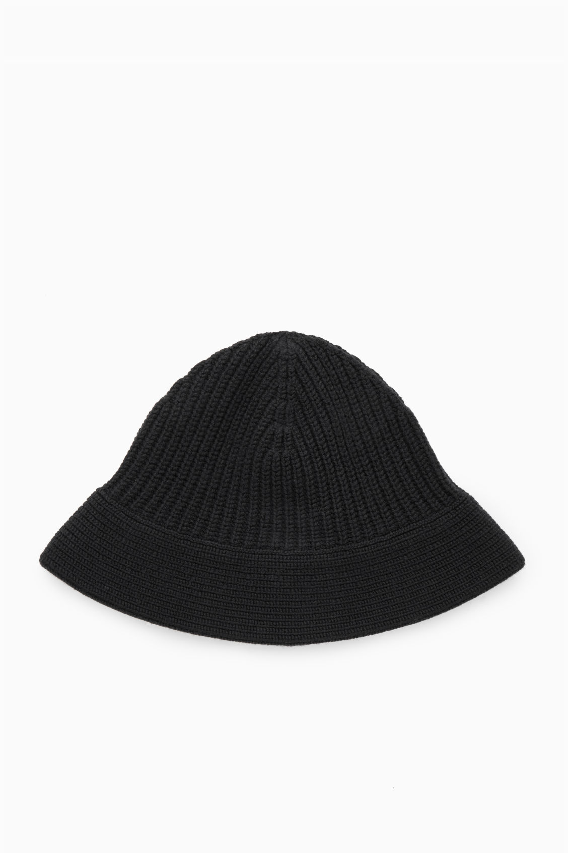 Cos Knitted Merino Wool Bucket Hat - Black | Editorialist display picture 1