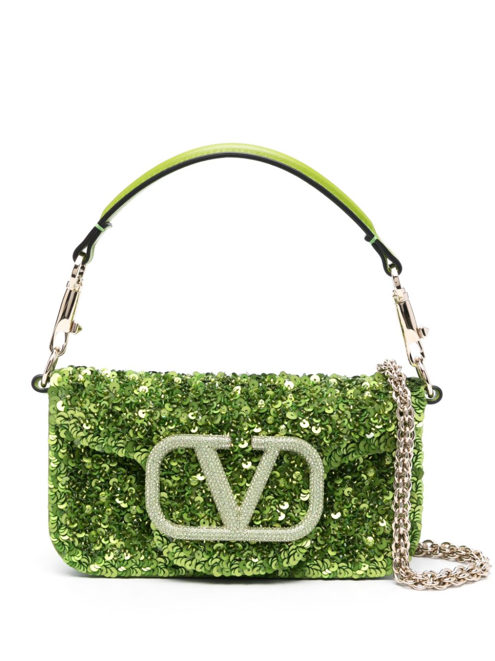 Valentino Garavani Vlogo Signature Sequin Mini Bag In Green - 30