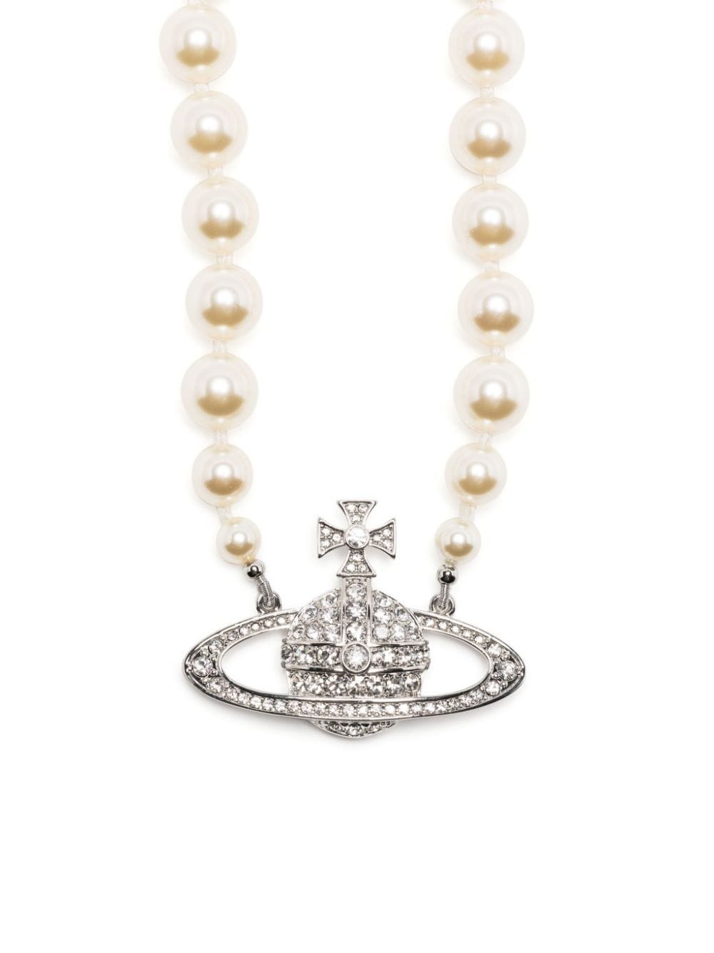 Vivienne Westwood Bas Relief Pearl Choker Necklace White