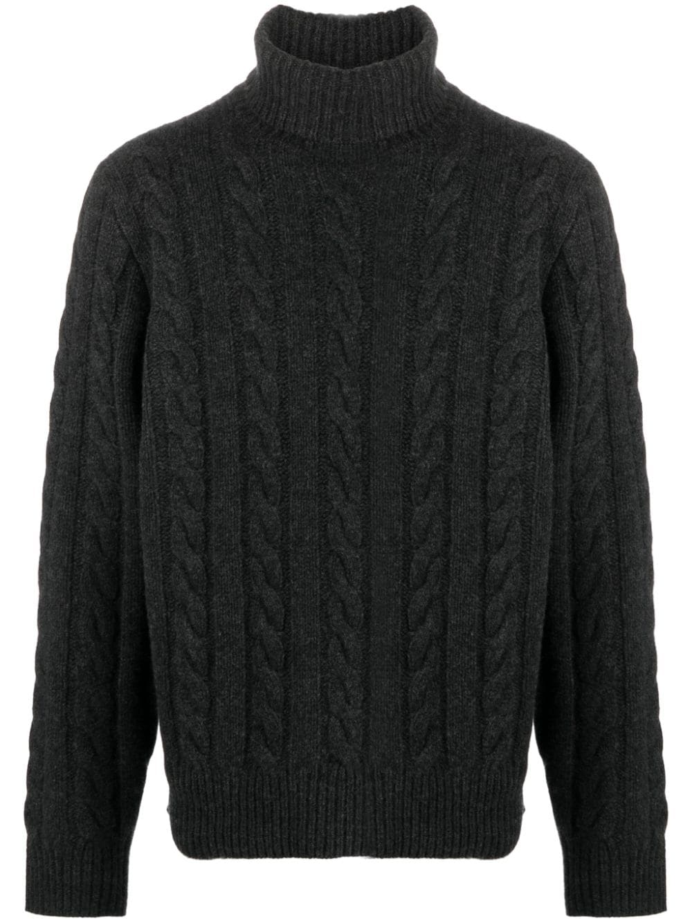 Ralph Lauren Cable-Knit Roll-Neck Jumper Grey Editorialist