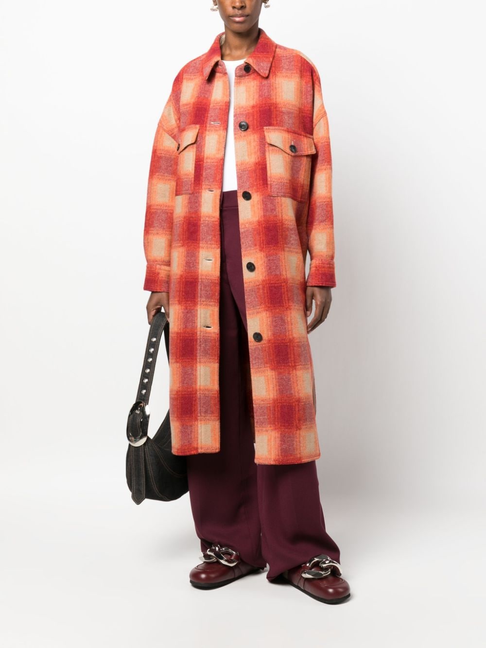 MARANT ETOILE MARANT ÉTOILE Plaid-Check Flannel Midi Coat