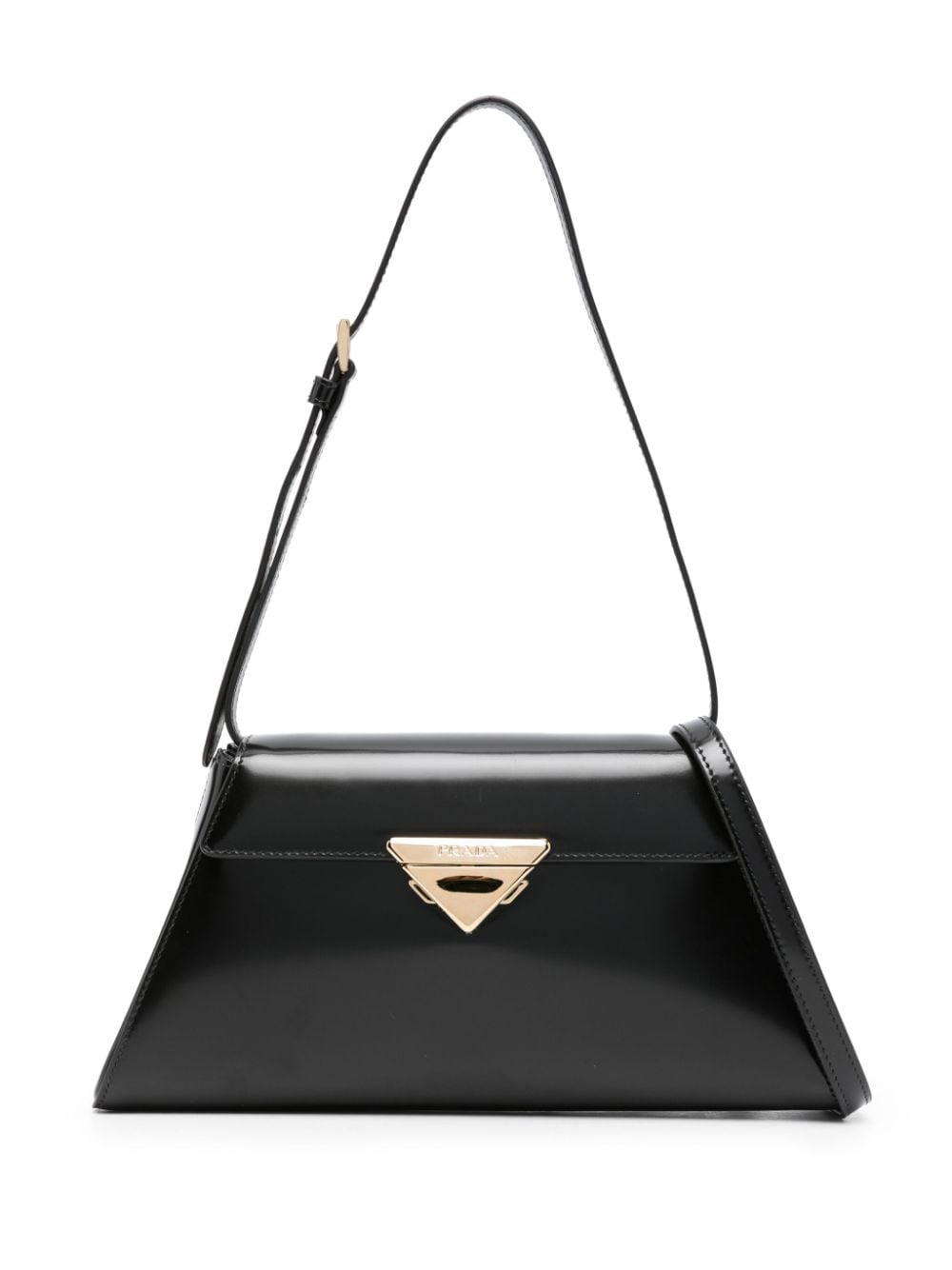 バッグ Prada Leather Shoulder Bag Triangle Logo Prada Leather Shoulder Bag With Triangle Logo - Black | Editorialist