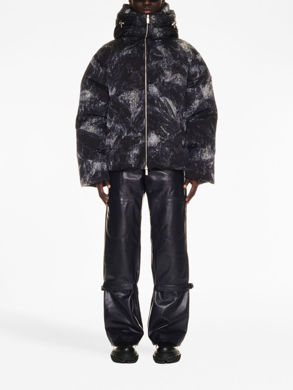 OFF-WHITE Off-White logo-jacquard puffer jacket