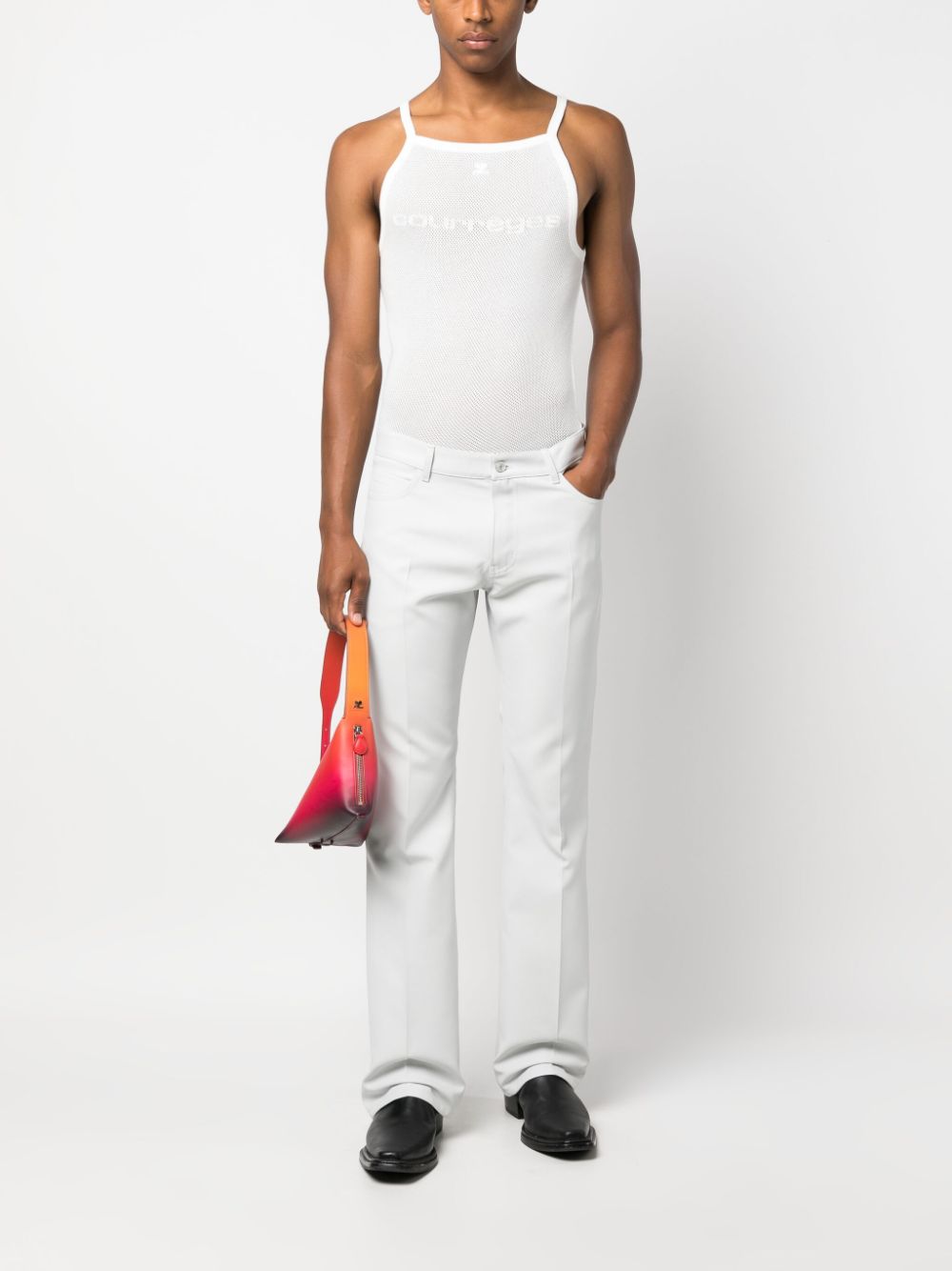 COURREGES Courrèges Bumpy Contrast Mesh Tank Top