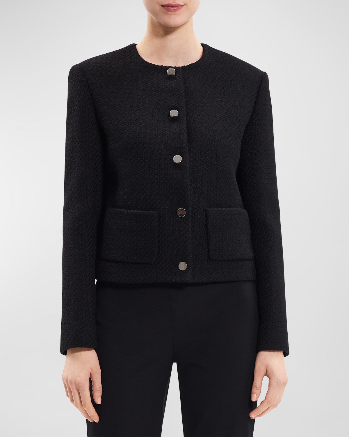 Theory Holiday Tweed Cropped Jacket - Palomino | Editorialist