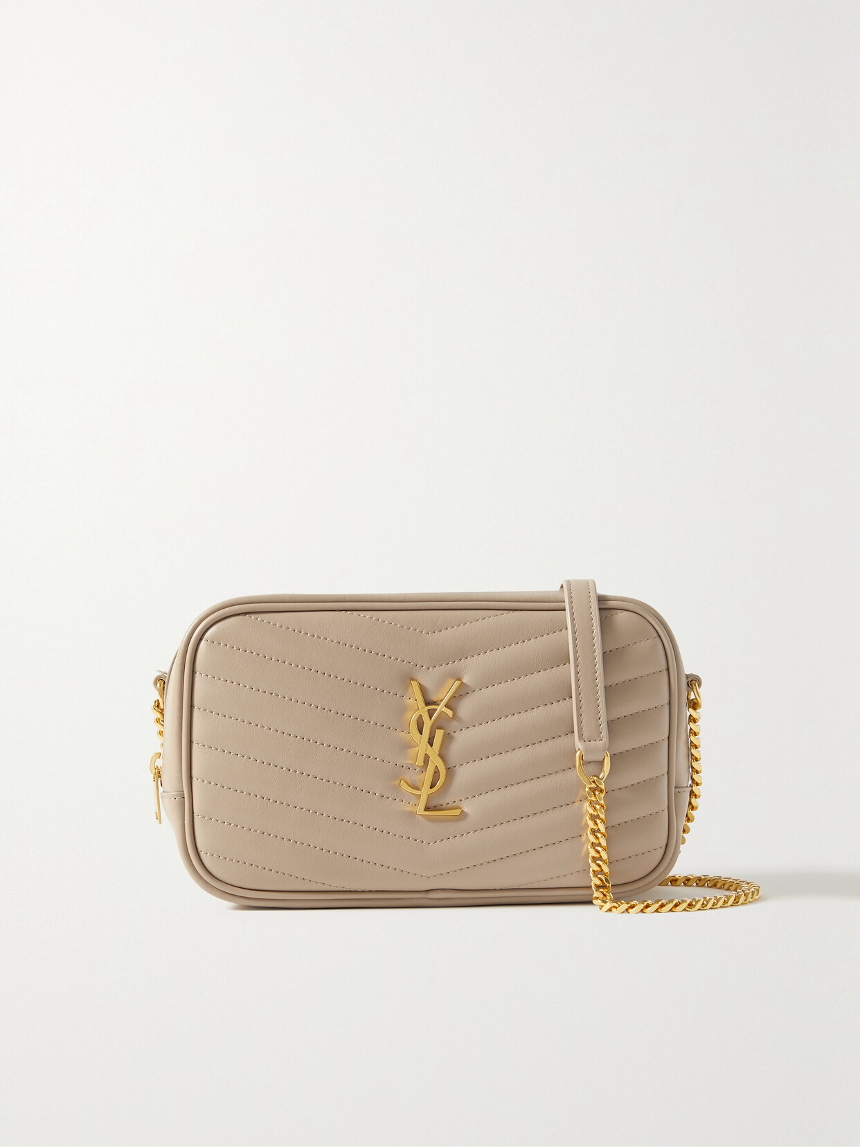 Saint Laurent Lou Mini Matelassé Leather Shoulder Bag Neutrals