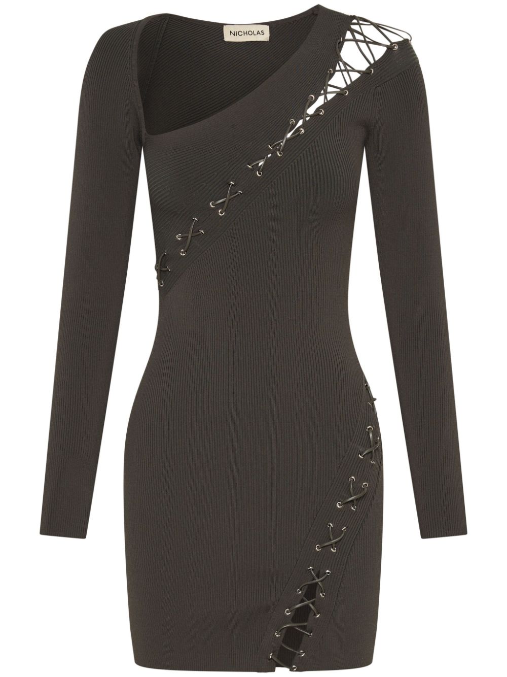 Nicholas Channing Lace-Up Mini Dress In Green - 80% Off | Editorialist