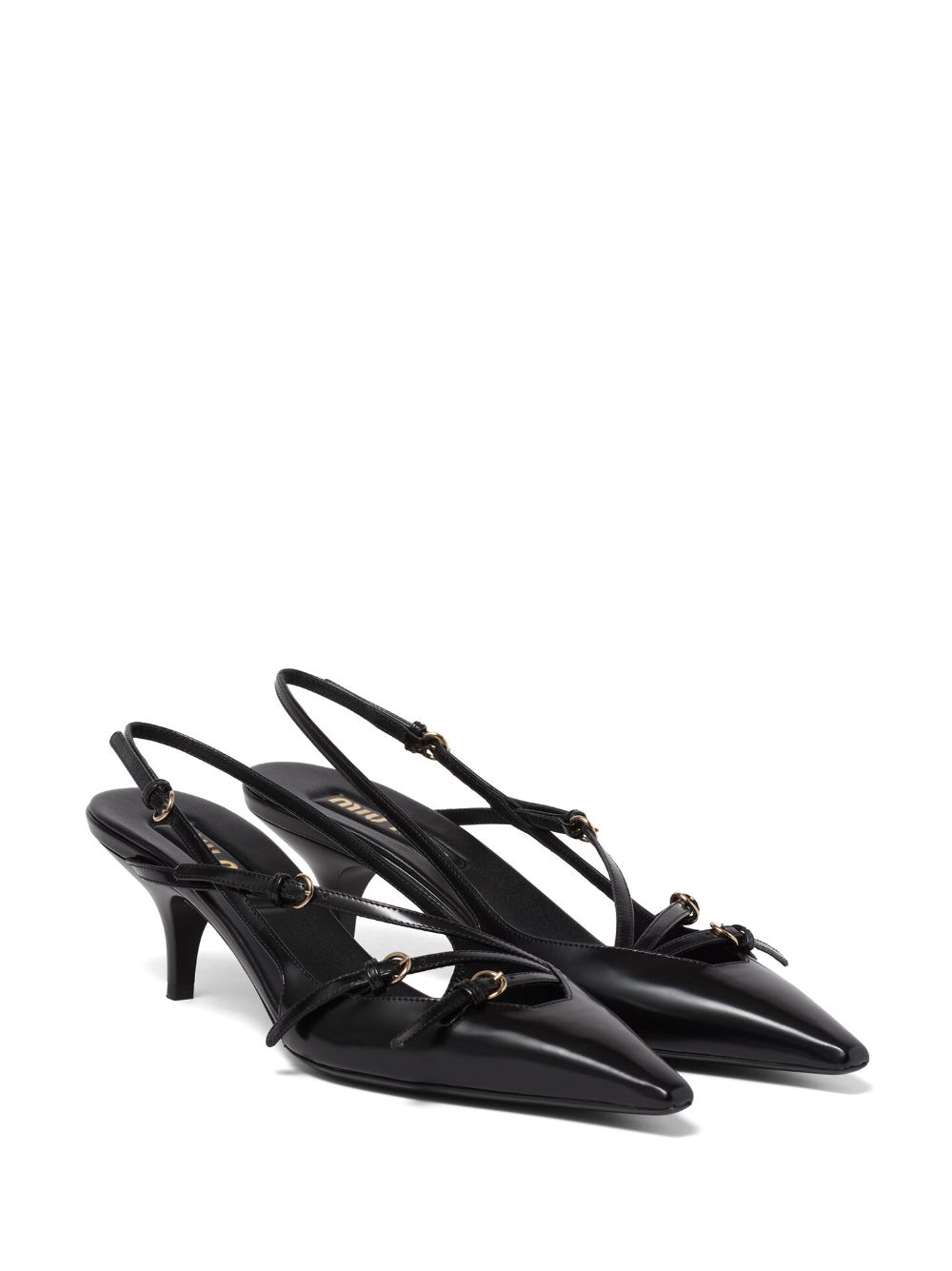 Miu Miu Buckle-Detailed Slingback Pumps - Black | Editorialist