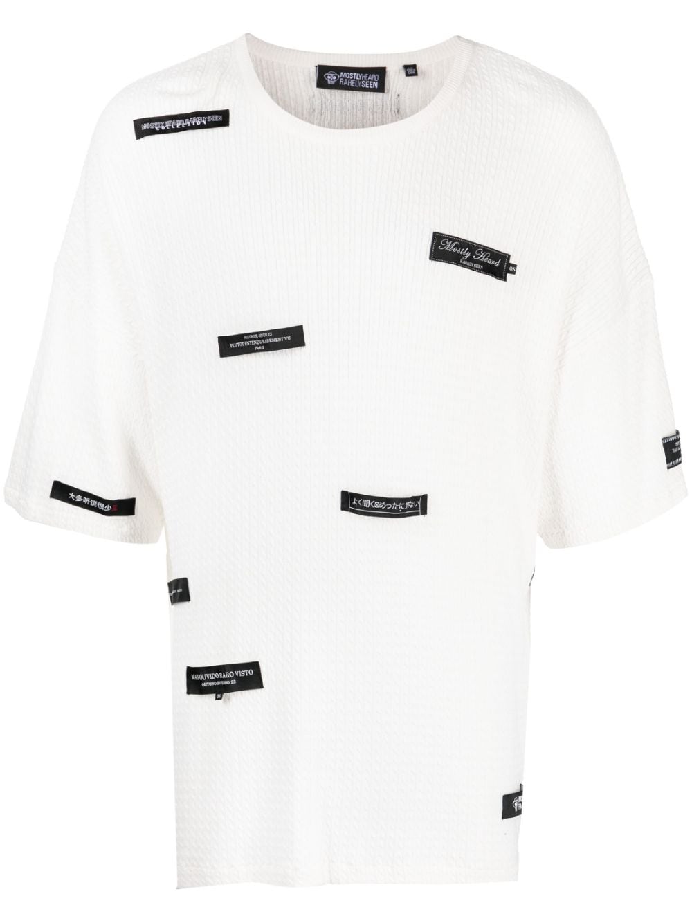 MOSTLY HEARD RARELY SEEN logo-patches knitted cotton t-shirt