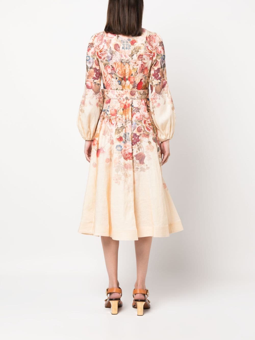 chinese dress ladies Luminosity Floral Linen Midi Dress by Zimmermann for Hire main image 0