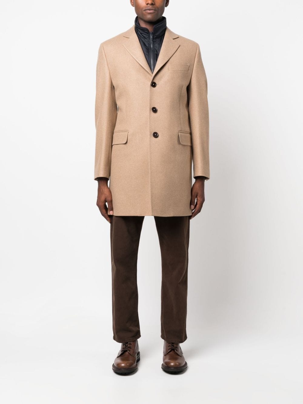 FAY Fay Single-Breasted Layered Coat