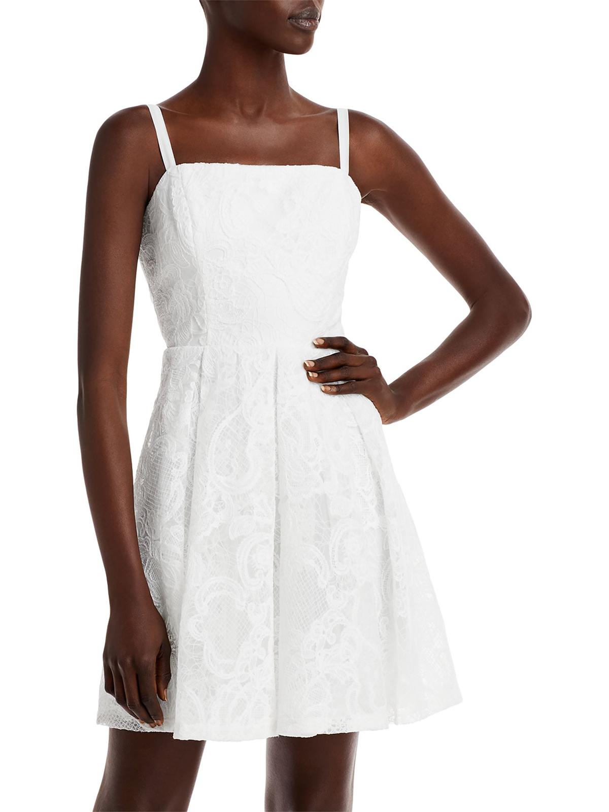 Aqua Lace Cocktail Mini Dress In White - 81% Off | Editorialist