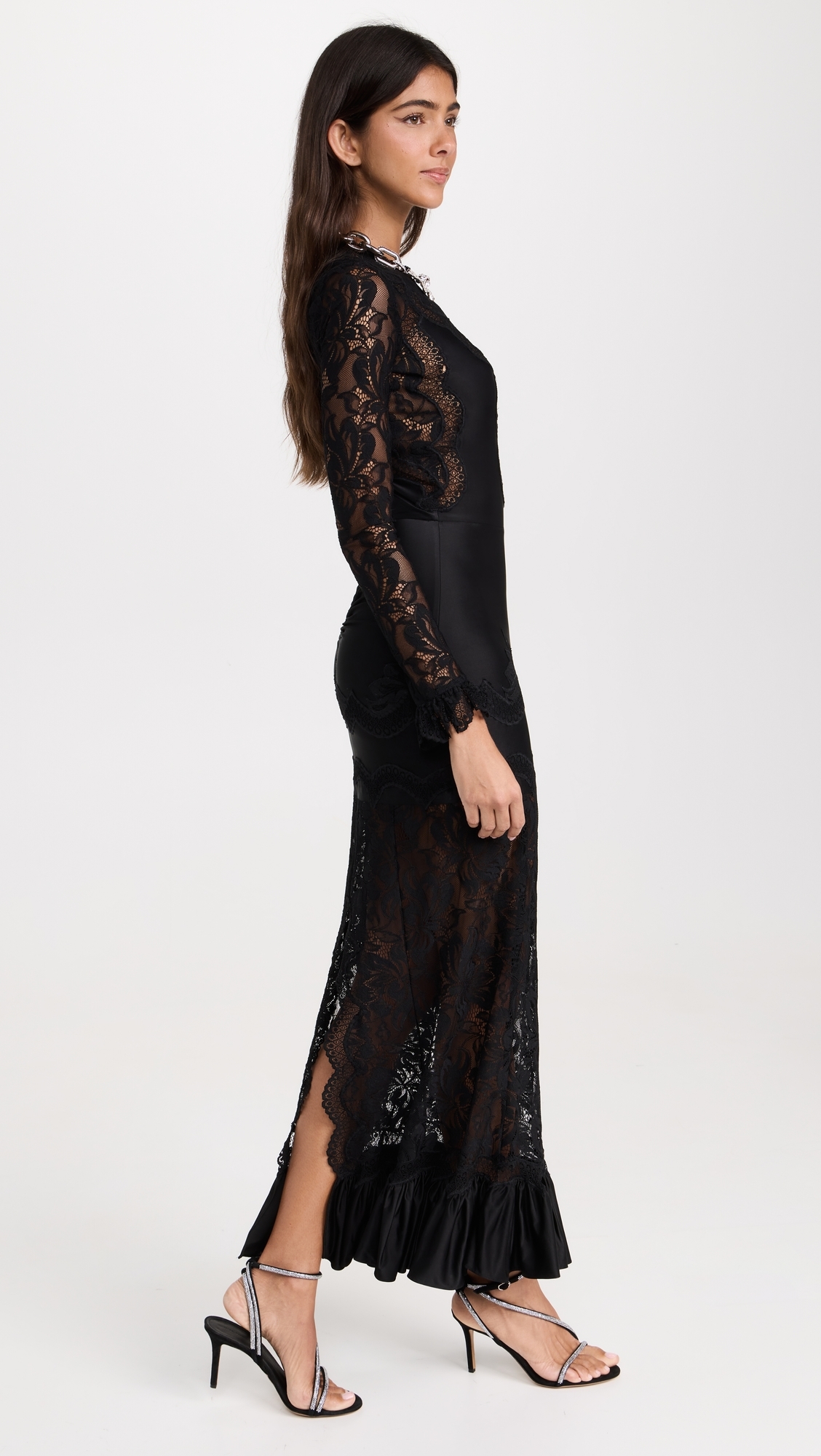 chinese dress ladies Rabanne Women's Lace Sheath Maxi Dress - Ivory