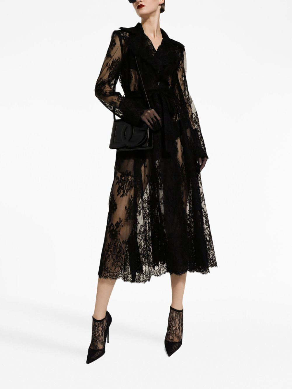 DOLCE & GABBANA Dolce & Gabbana Lace Panel Long-Sleeve Coat