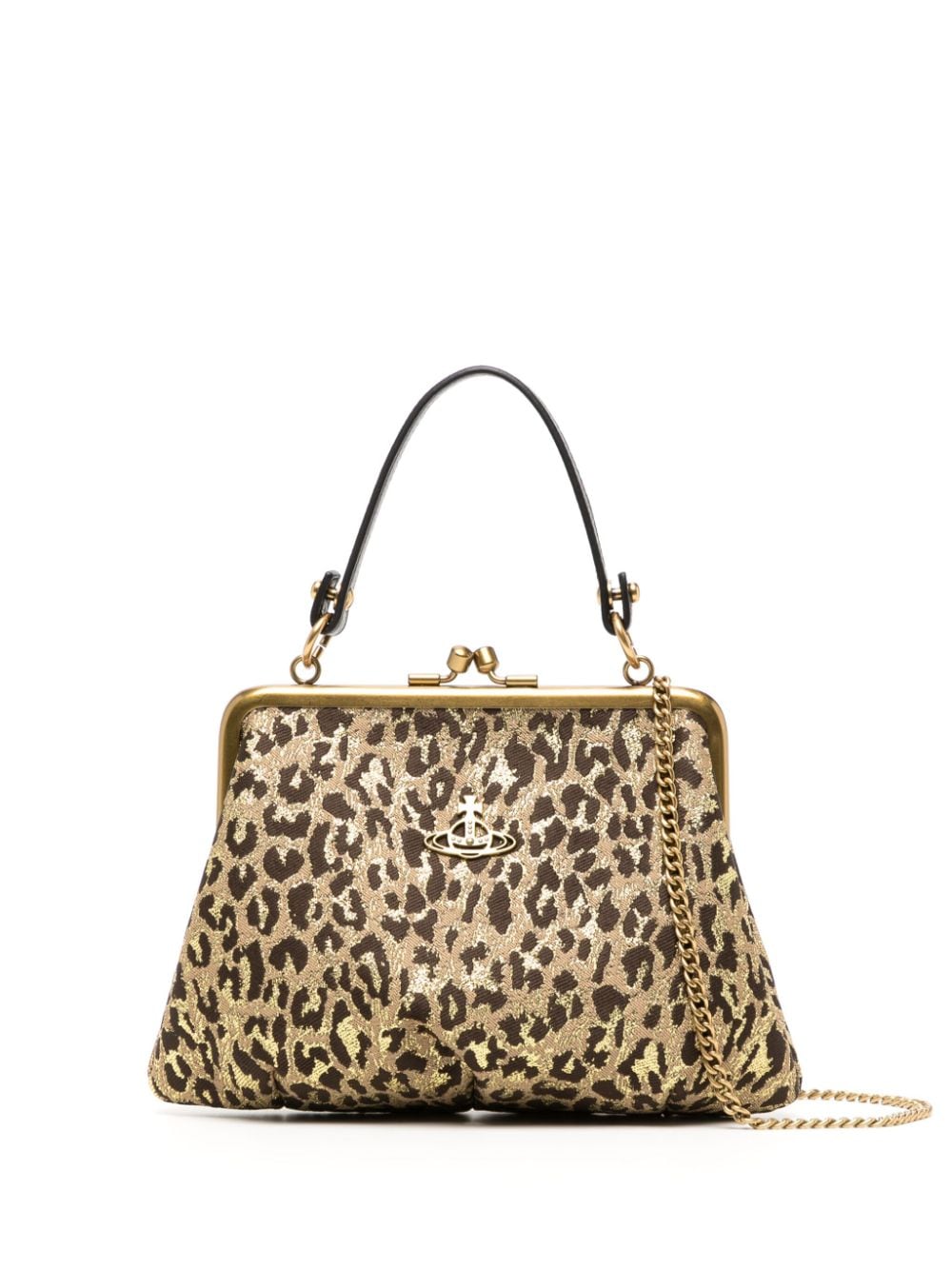 Vivienne Westwood Granny Frame Leopard-Print Mini Bag - Gold  display picture 2