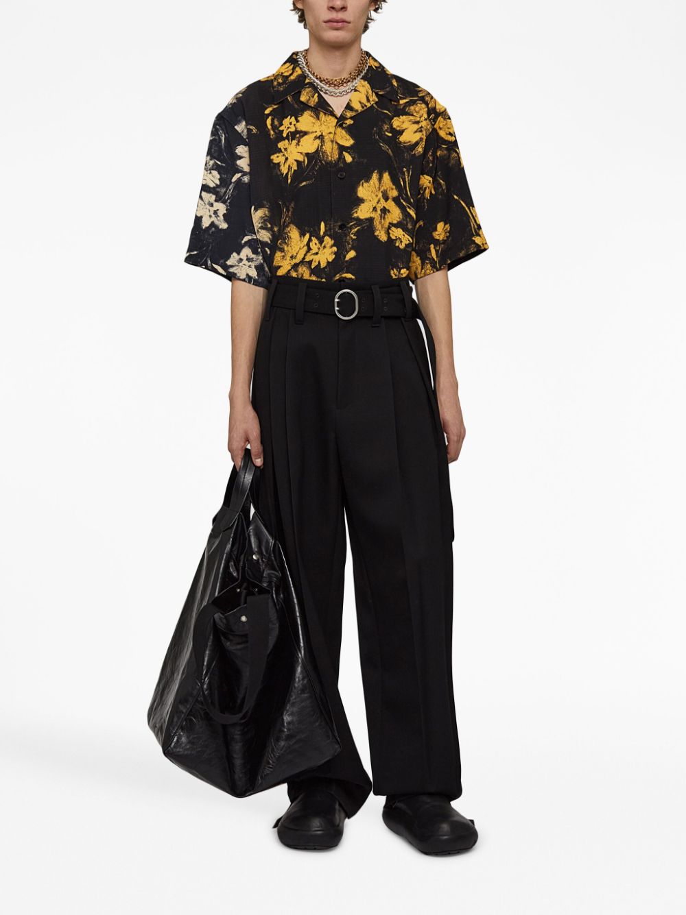 JIL SANDER floral-print cotton shirt