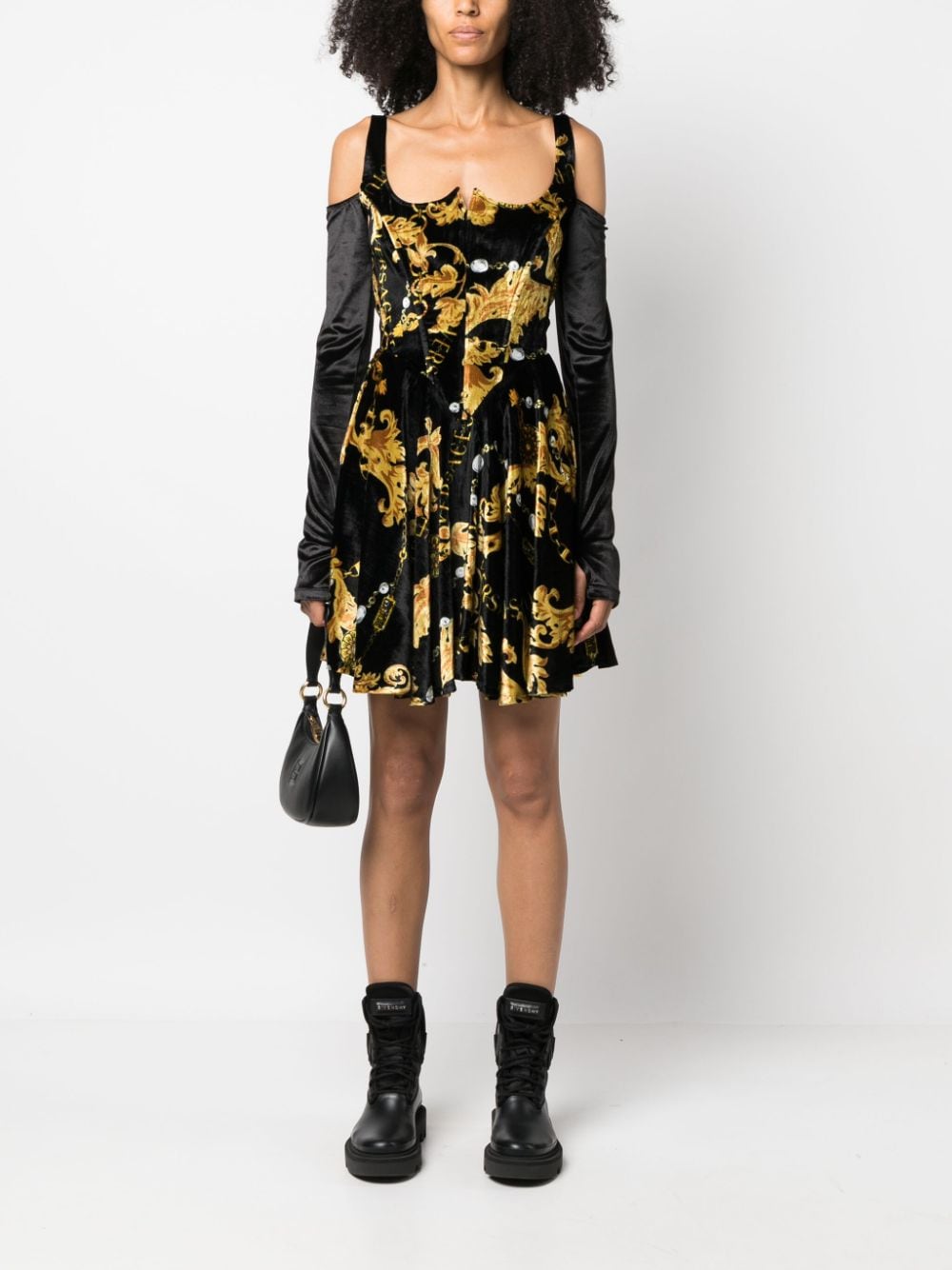 VERSACE Chain Couture Long-Sleeved Corset Dress