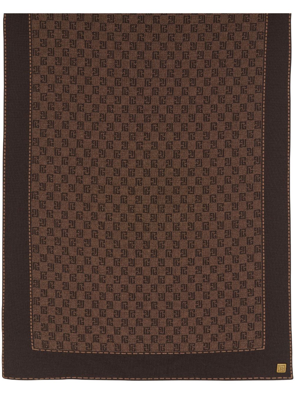 BALMAIN monogram-pattern fine-knit scarf